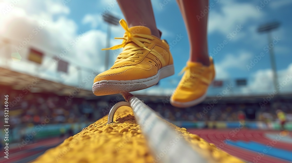 Image of sports shoes while pole vaulting Detailed soles and movement ...