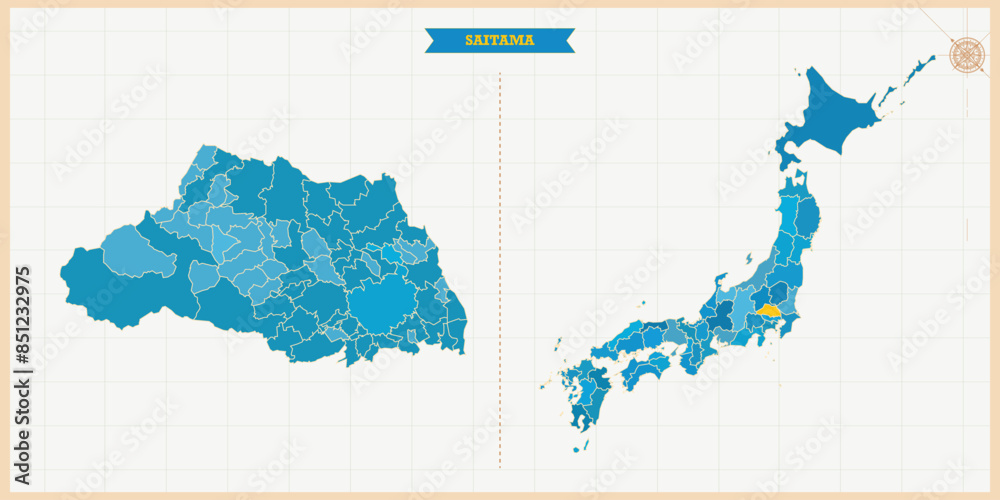 Juliste A Map highlighting Saitama in the Japan Map, Saitama and Japan ...