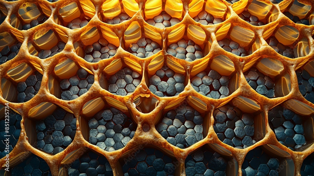 Abstract honeycomb patterns buzz with activity, adding texture and ...