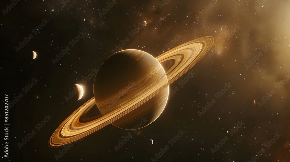 Saturn - planet of the Solar system. Beautiful simple AI generated ...