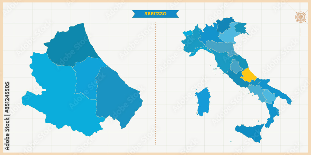 A Map highlighting Abruzzo in the Italy Map, Abruzzo and Italy modern ...