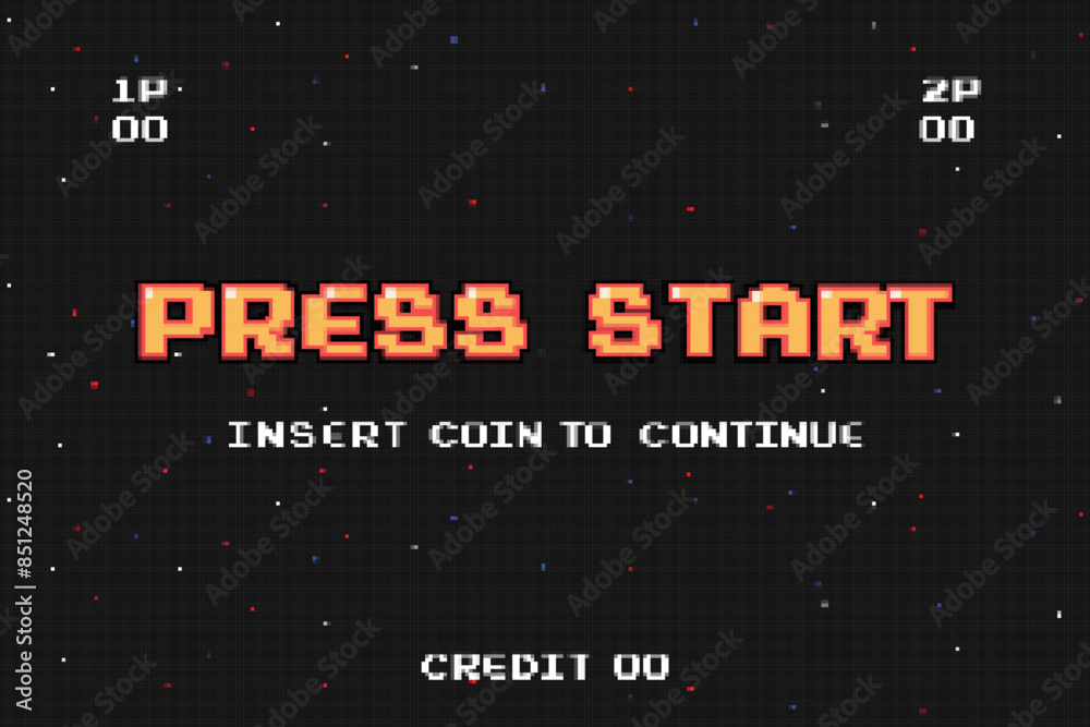 PRESS START INSERT A COIN TO CONTINUE .pixel art .8 bit game.retro game ...