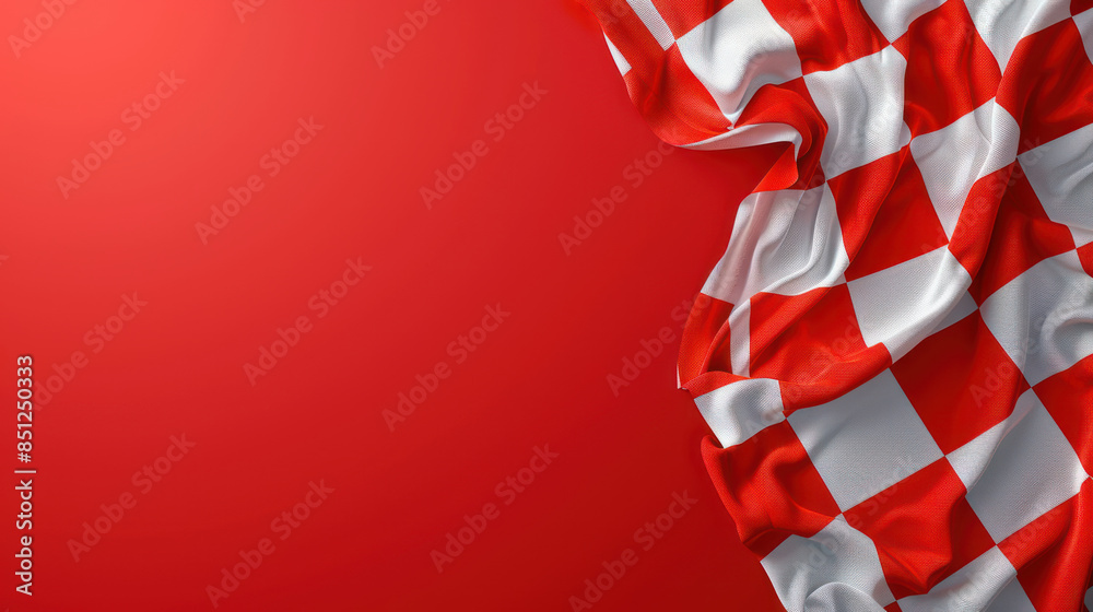 Red and White Checkered Flag on a Red Background, Symbolizing Sports ...