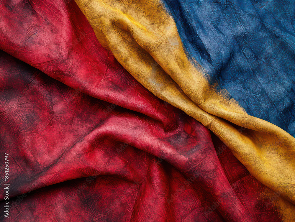 Zdjęcie Stock: Vivid Fabric Textures in Tri Color Scheme Red, Blue, and ...