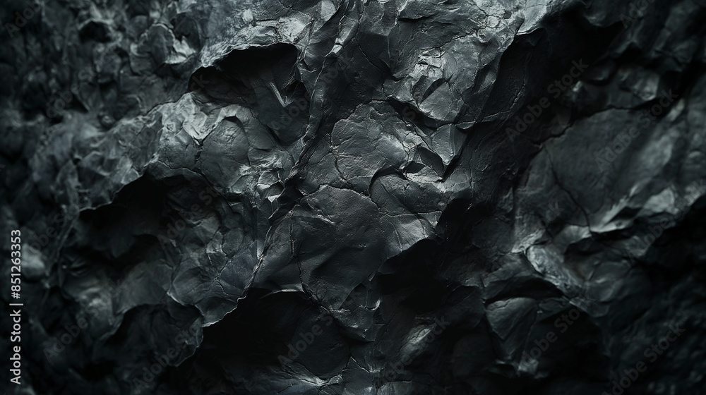 Foto de Black cave surface, dark gray texture, abstract cave, rocky ...