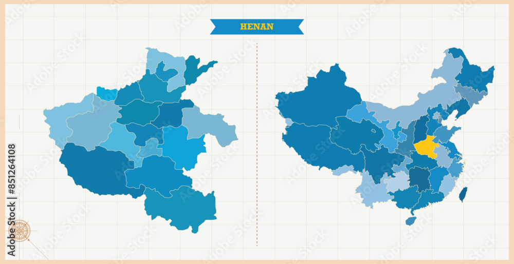 A Map highlighting Henan in the China Map, Henan and China modern map ...