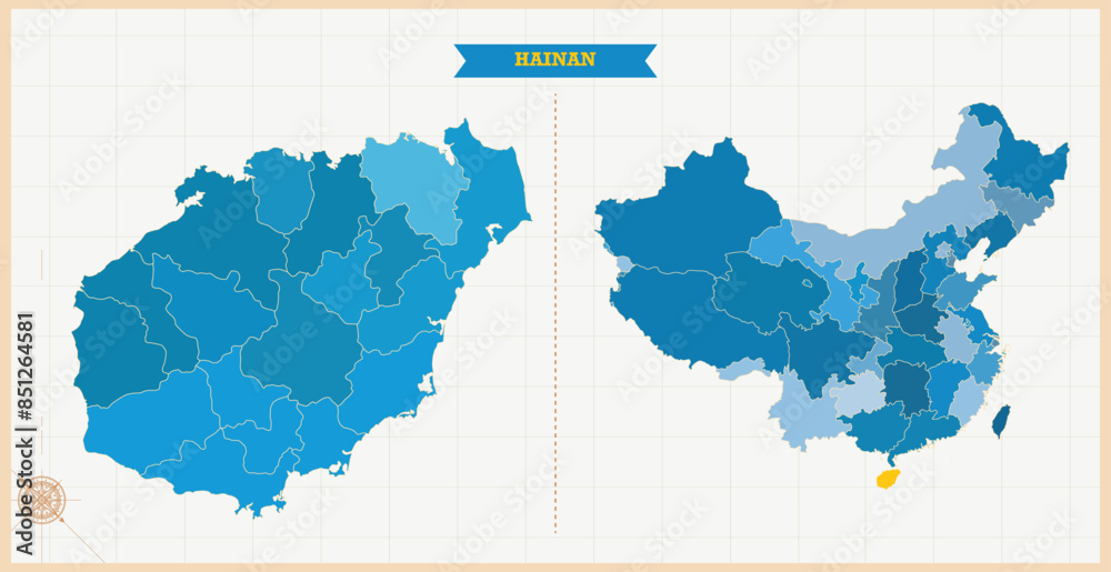 A Map highlighting Hainan in the China Map, Hainan and China modern map ...