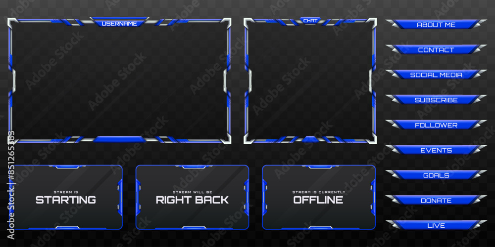 Live Stream Overlay Webcam Screen Frame and Stream Alert GUI Panels ...