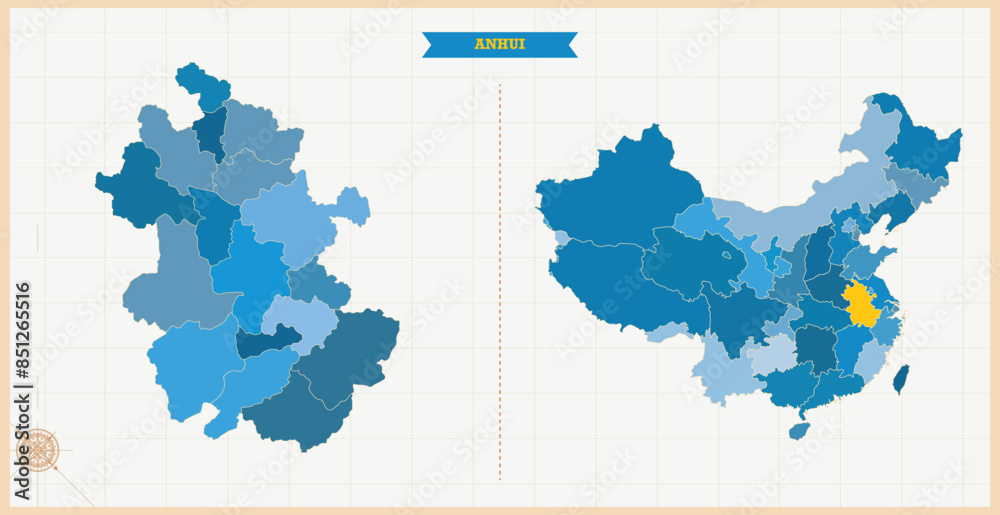 A Map highlighting Anhui in the China Map, Anhui and China modern map ...