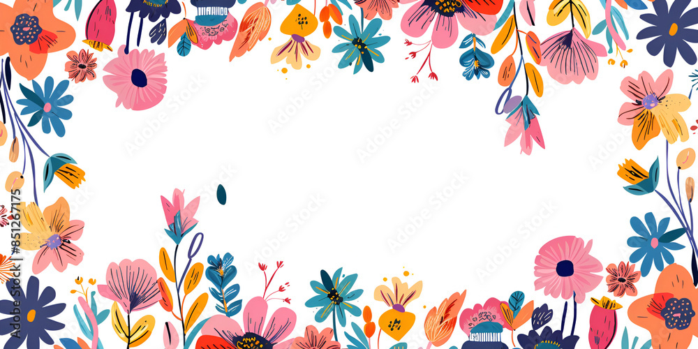 "Colorful Floral Border Design" | "Vibrant Flower Frame Illustration ...