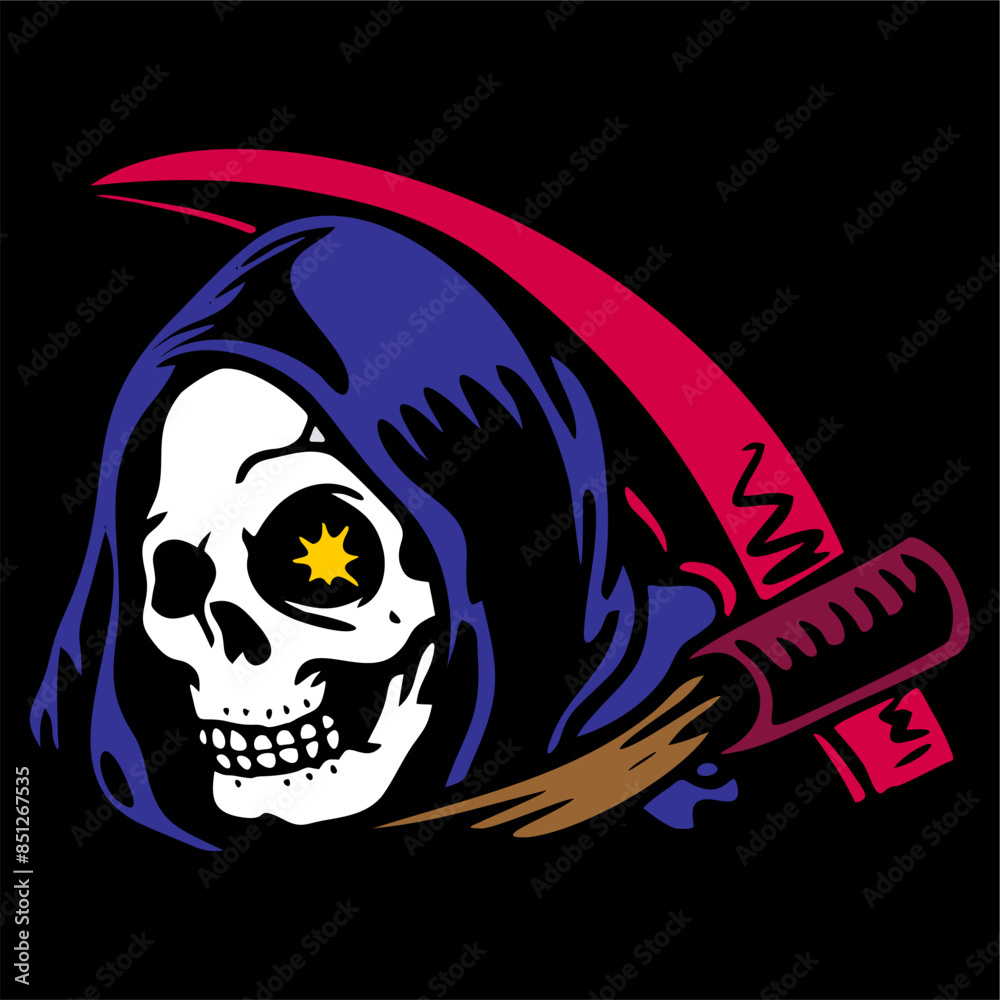 vector illustration tracing artwork of a grim reaper death calling ...