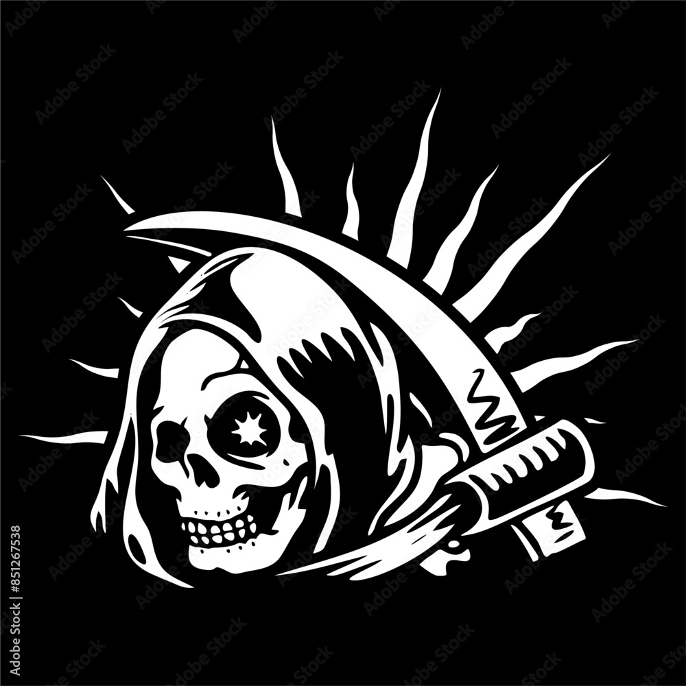 vector illustration tracing artwork of a grim reaper death calling ...