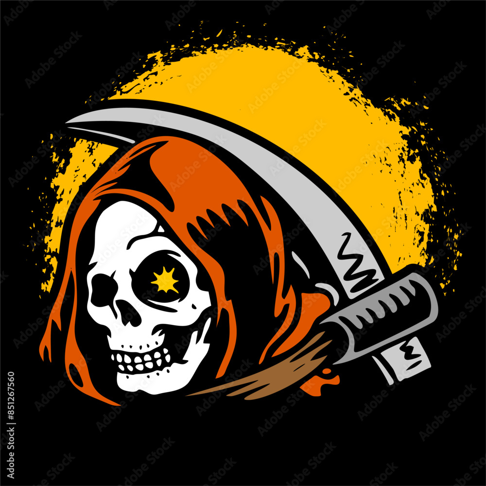 vector illustration tracing artwork of a grim reaper death calling ...
