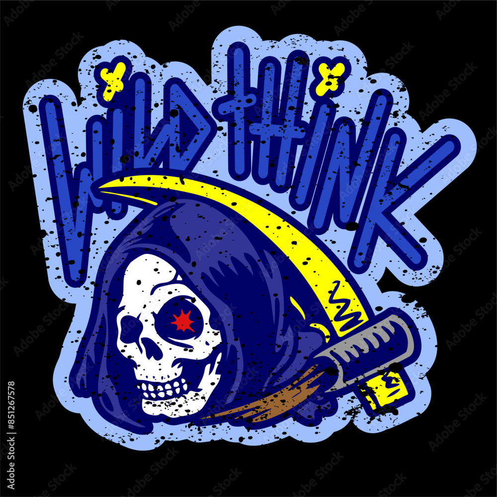 vector illustration tracing artwork of a grim reaper death calling ...