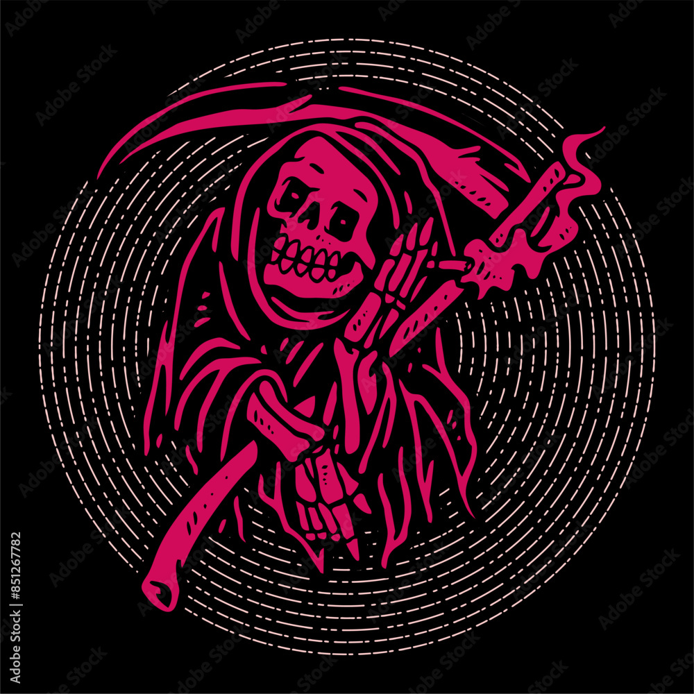 vector illustration tracing artwork of a grim reaper death calling ...