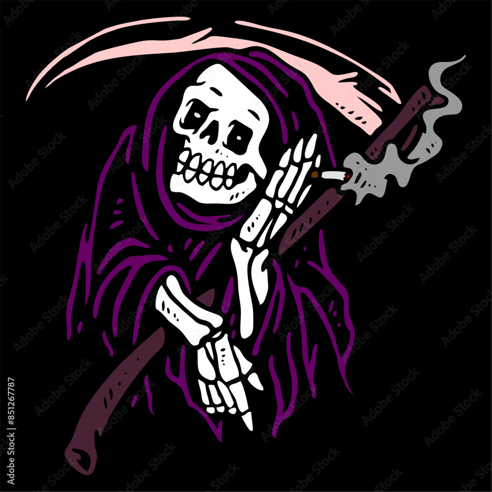 vector illustration tracing artwork of a grim reaper death calling ...