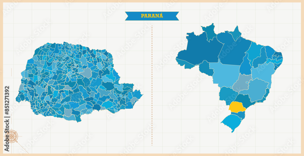 A Map highlighting Parana in the Brazil Map, Parana and Brazil modern ...