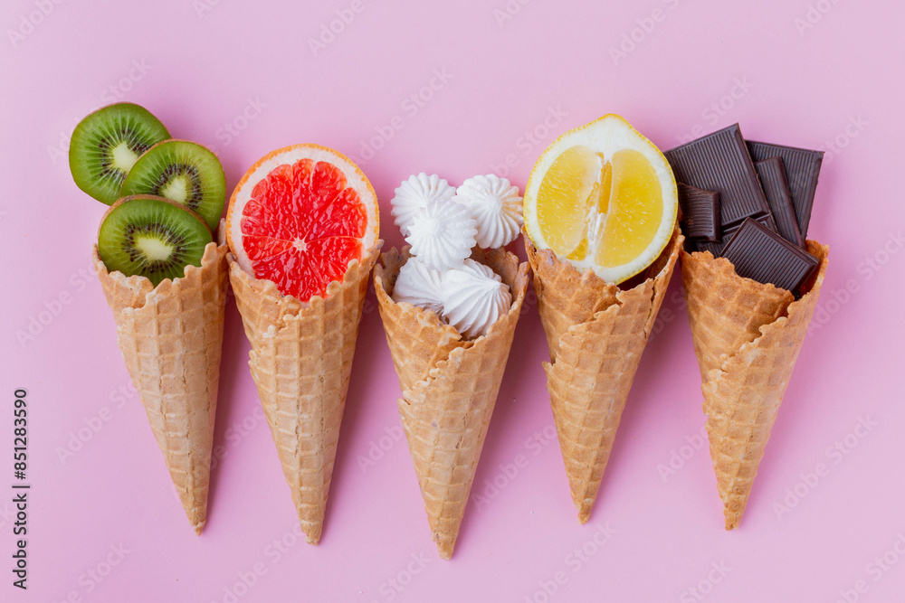 Fruity Fun: Ice Cream Cones Dressed Up with Fresh Cut Delights - A ...
