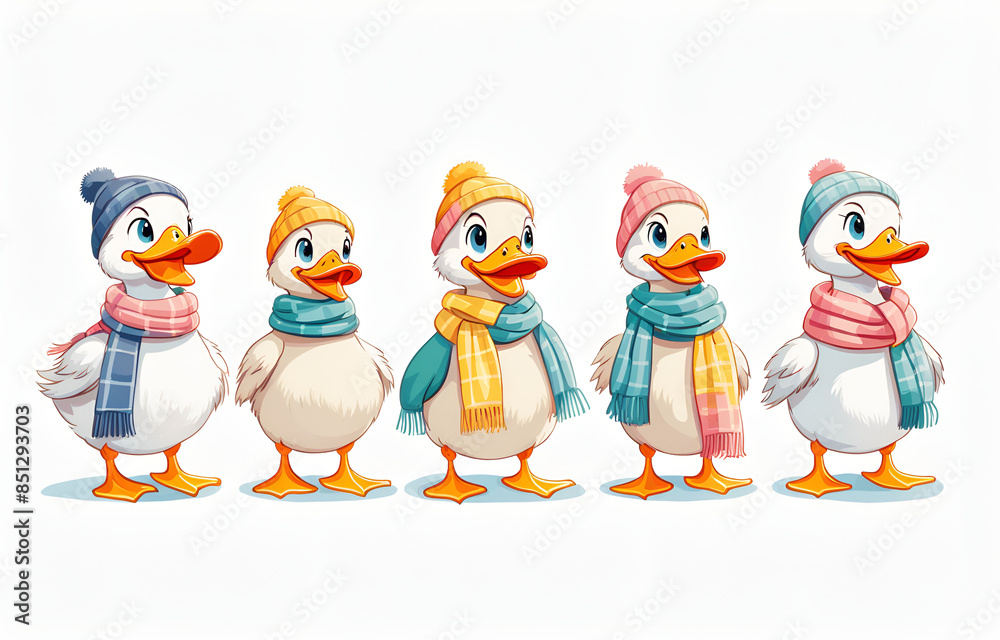 Cartoon duck ,psyduck wearing hats and necklaces ，Duoge Comics. Multi ...