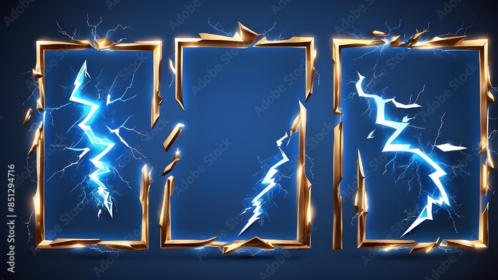 Lightning frames are square and rectangular forms with blue electric ...