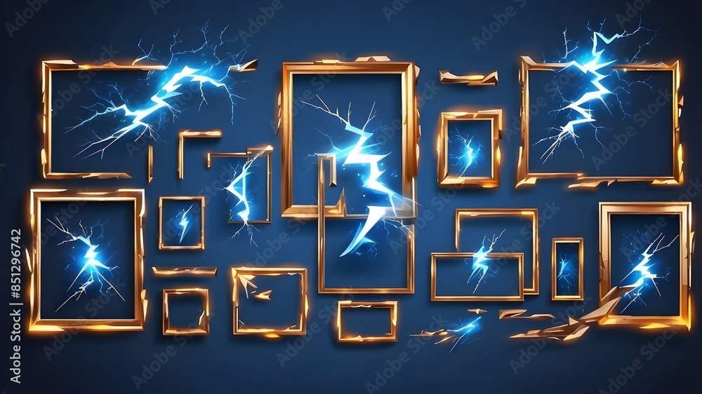 Lightning frames are square and rectangular forms with blue electric ...