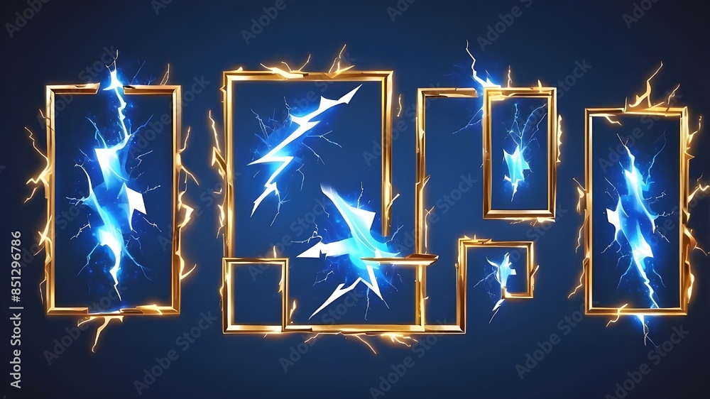 Lightning frames are square and rectangular forms with blue electric ...