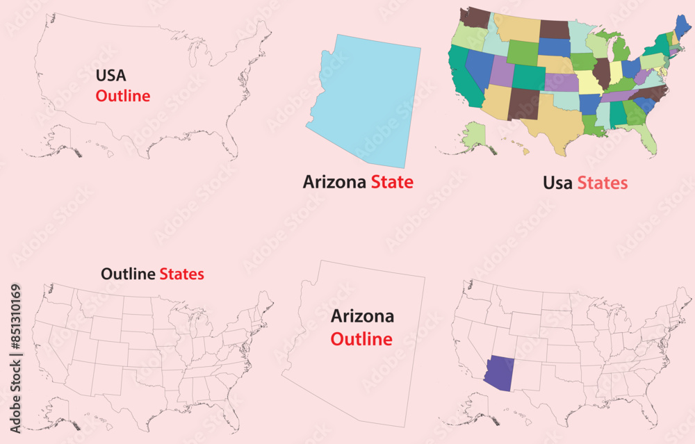 Vetor de Arizona map vector of usa, Arizona line map, Arizona with city ...