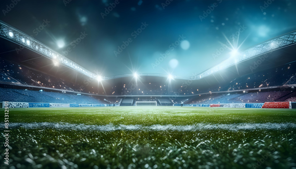 football stadium arena for a match with spotlights high-energy night ...