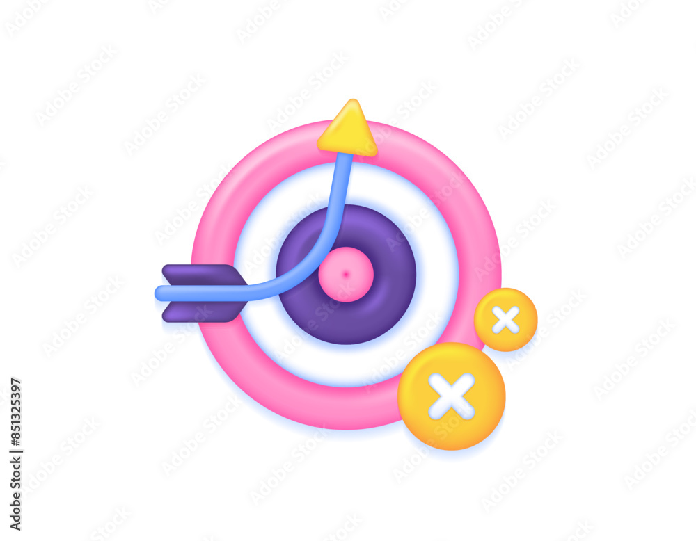 target miss concept. mission failed. not on target. failed to reach the ...