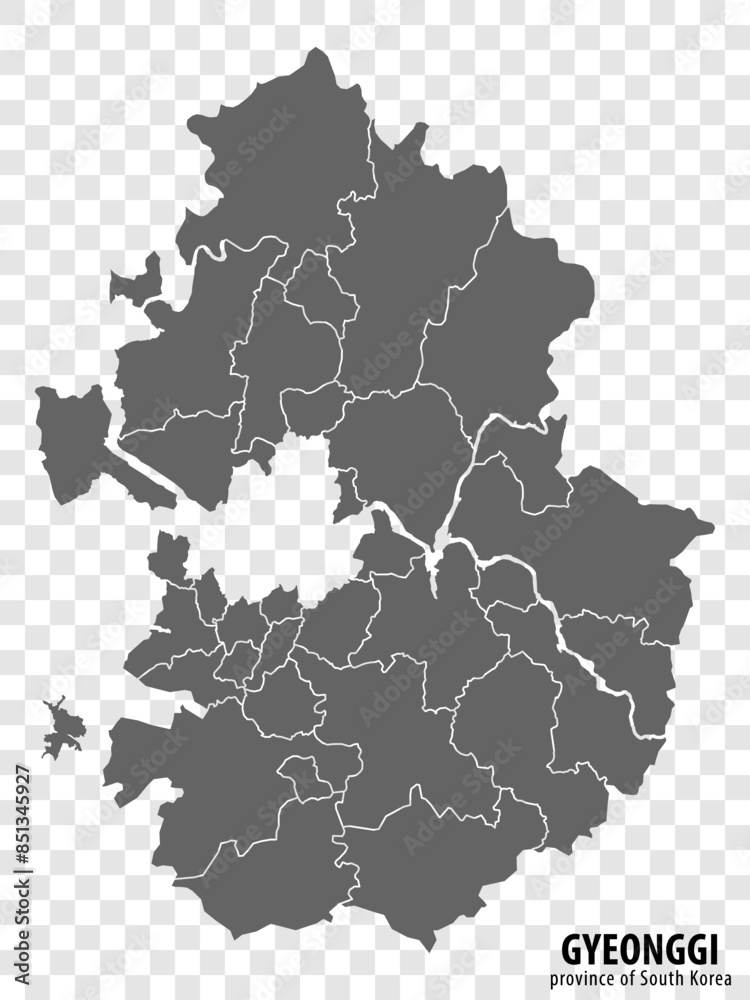 Blank map Gyeonggi Province of South Korea. High quality map Province ...
