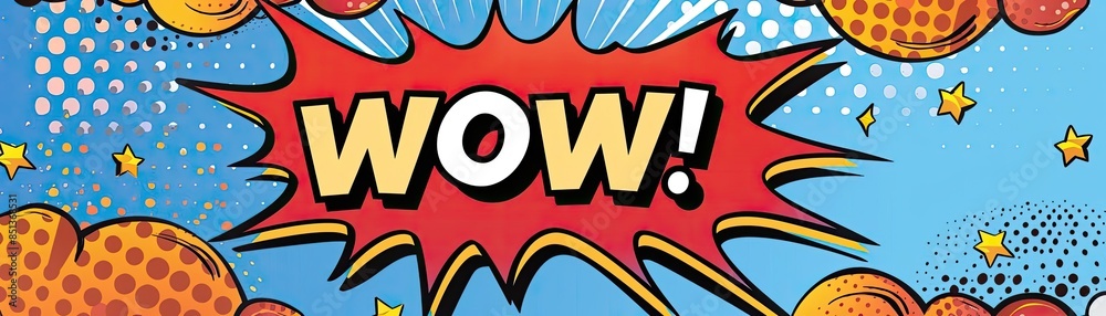 Retro comic book style WOW! explosion with vibrant colors and dynamic ...