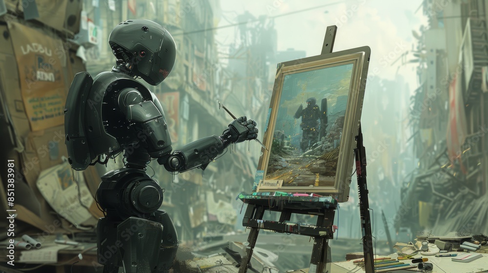 Roboartist painting its artwork piece, robots takes over the human ...