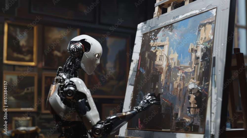 Roboartist painting its artwork piece, robots takes over the human ...