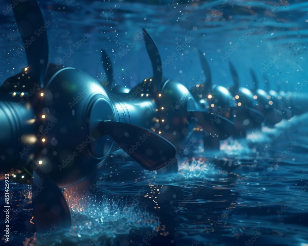 A dynamic visualization depicting the flow of tidal energy underwater ...