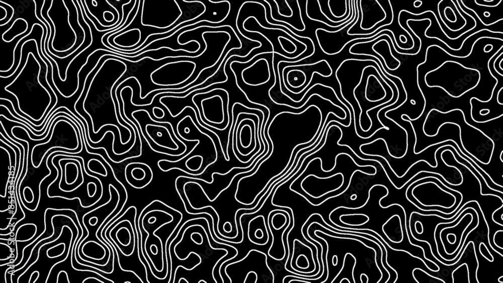 Gray outline topographic contour map abstract tech motion graphic ...