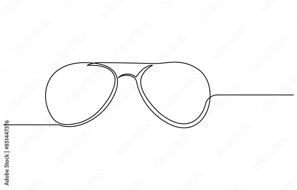Continuous one line of glasses for vision in silhouette on a white ...