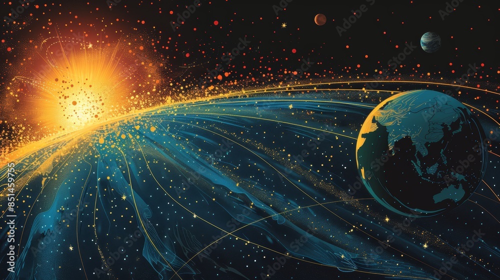 A detailed illustration of the Earth's axial tilt and its relationship ...