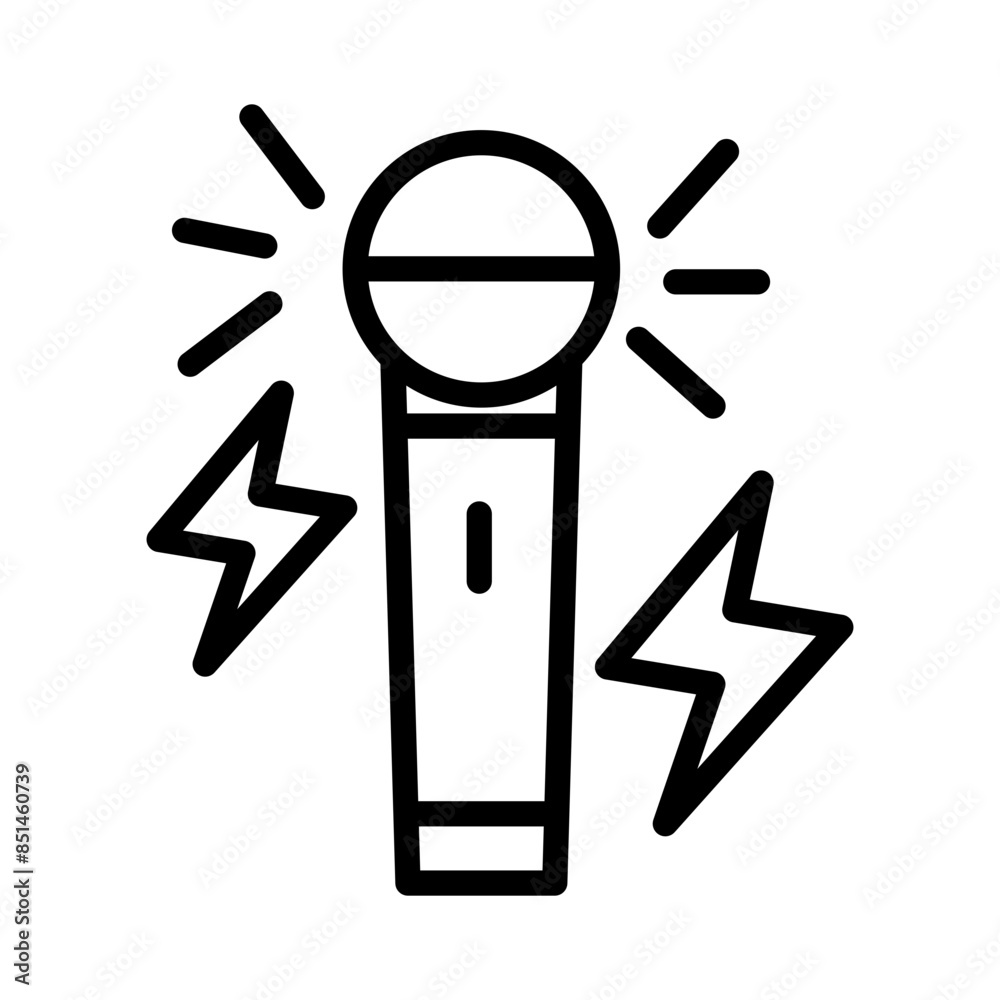 Rock microphone line icon. Rock n roll icon. Rock music icon isolated ...