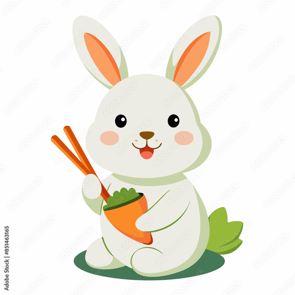 Cute Rabbit Eating Carrot vector svg Stock Vector | Adobe Stock
