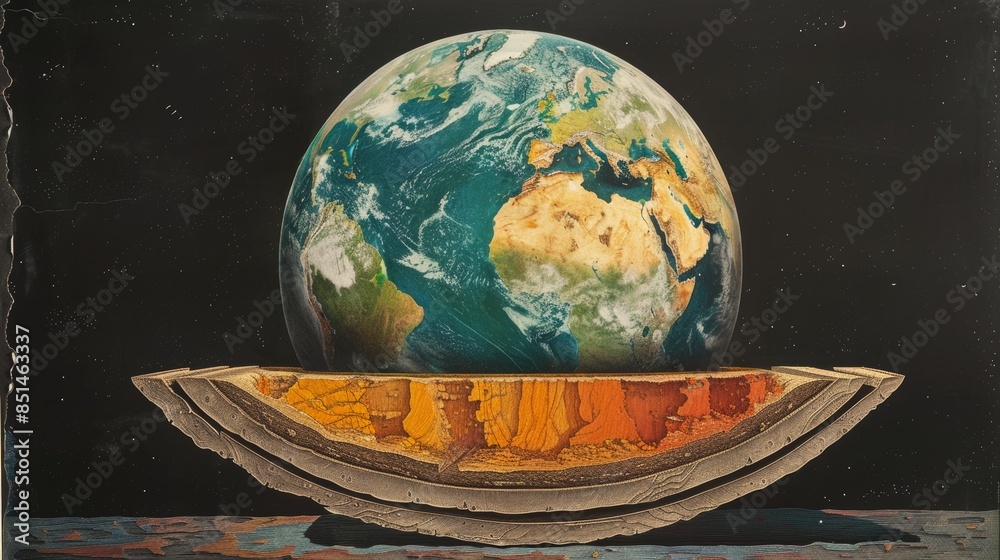 A detailed illustration of Earth's cross-section, showing its layers ...