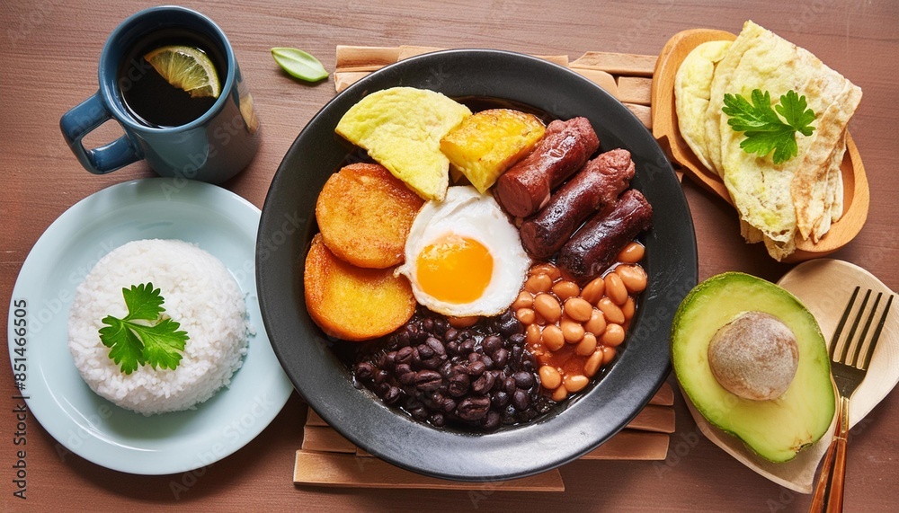 Bandeja paisa, typical dish at the Antioqueña region of Colombia. It ...