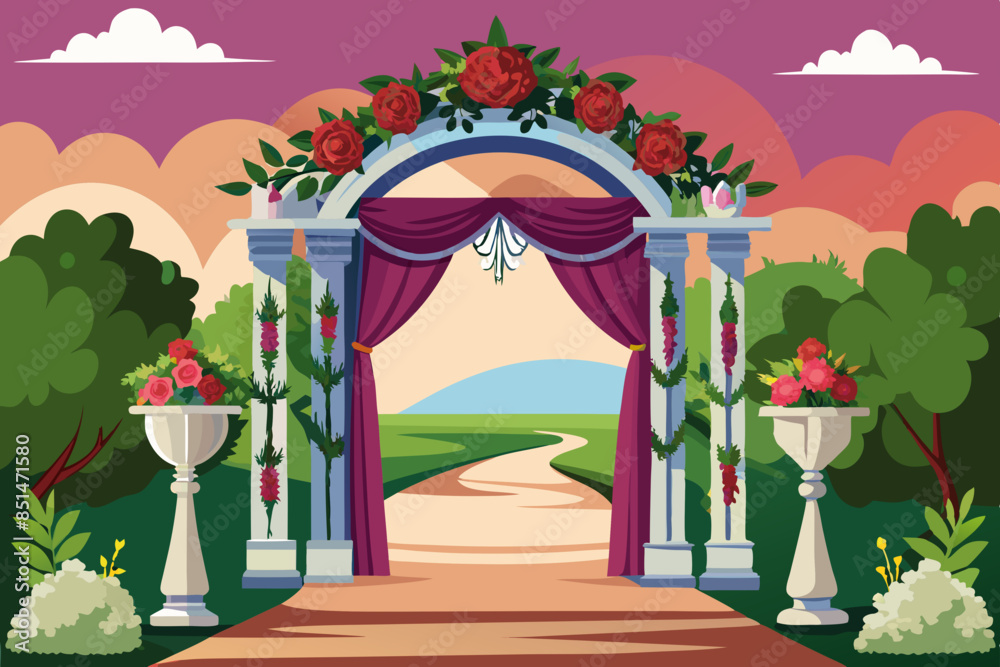 vector illustration of wedding venue background scene Stock Vector ...