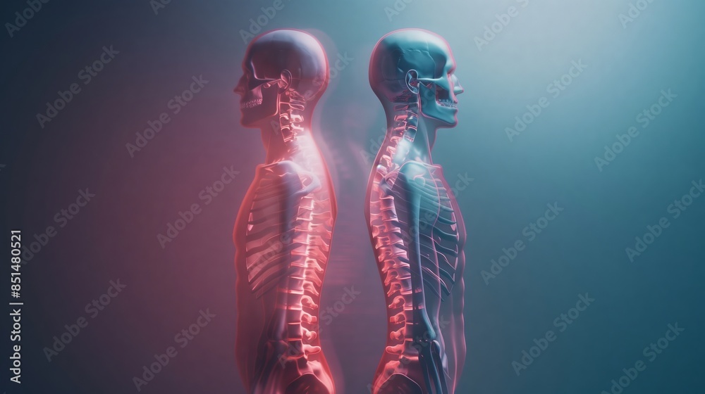Medical illustration comparing healthy vs injured spine, highlighting ...