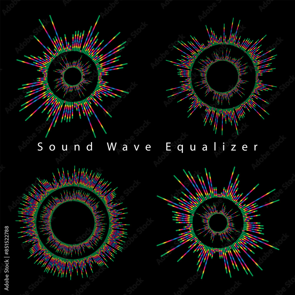 Digital sound wave equalizer, simple audio sound waves effect. Stock ...