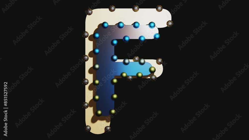 letter F, transparent background, alpha channel, with beads, animated ...