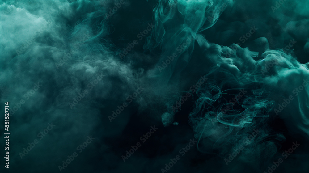 Cinematic dark background with green smoke overlay, abstract backdrop ...