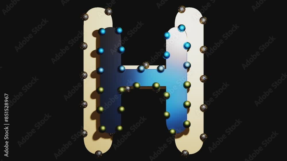 letter H, transparent background, alpha channel, with beads, animated ...