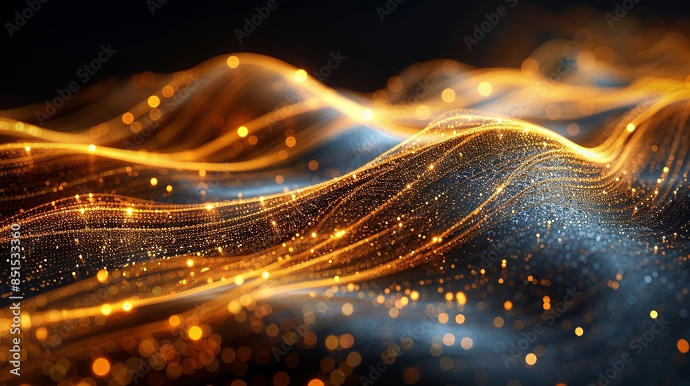 Golden threads weave together in a mesmerizing tapestry against a ...