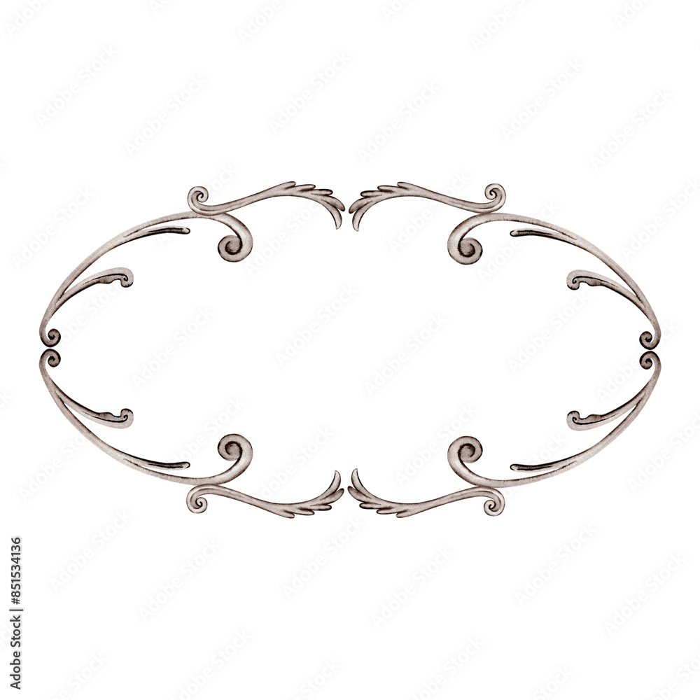 Oval shaped vintage copy space template. Antique style decorated frame ...