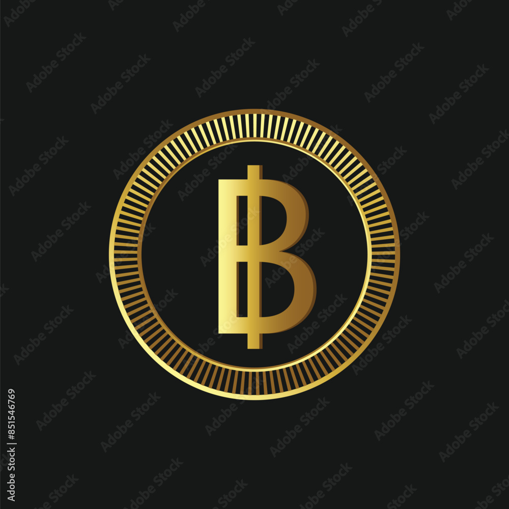 Thai baht golden currency symbol, money sign vector illustration Stock ...